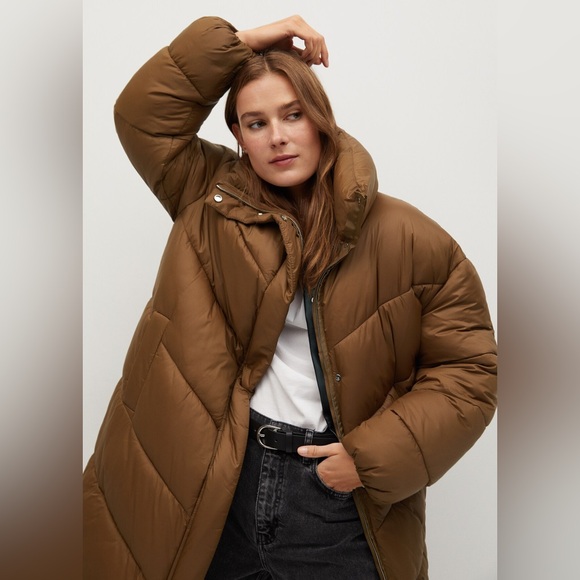 Mango | Jackets & Coats | Mango Mng Brown Oversized Padded Puffer ...